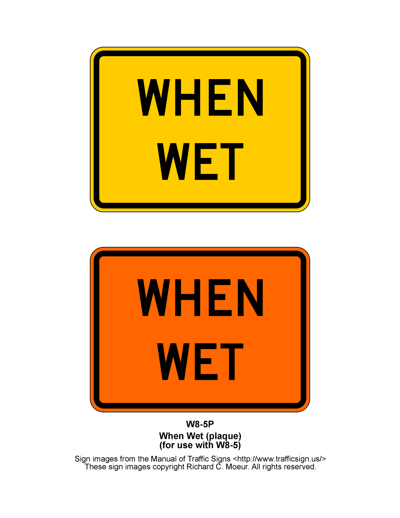 Manual of Traffic Signs - W8 Series Signs