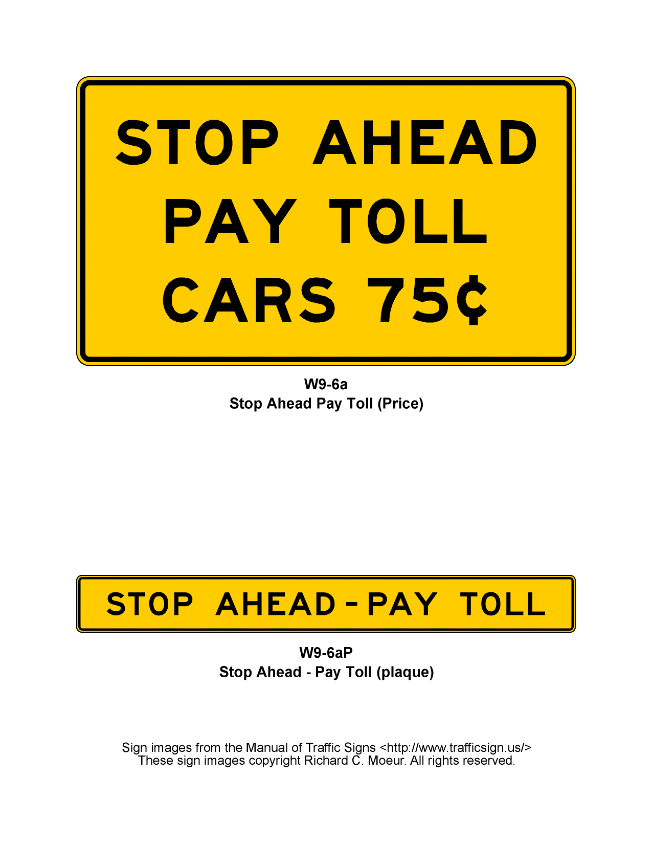 Manual of Traffic Signs - W9 Series Signs